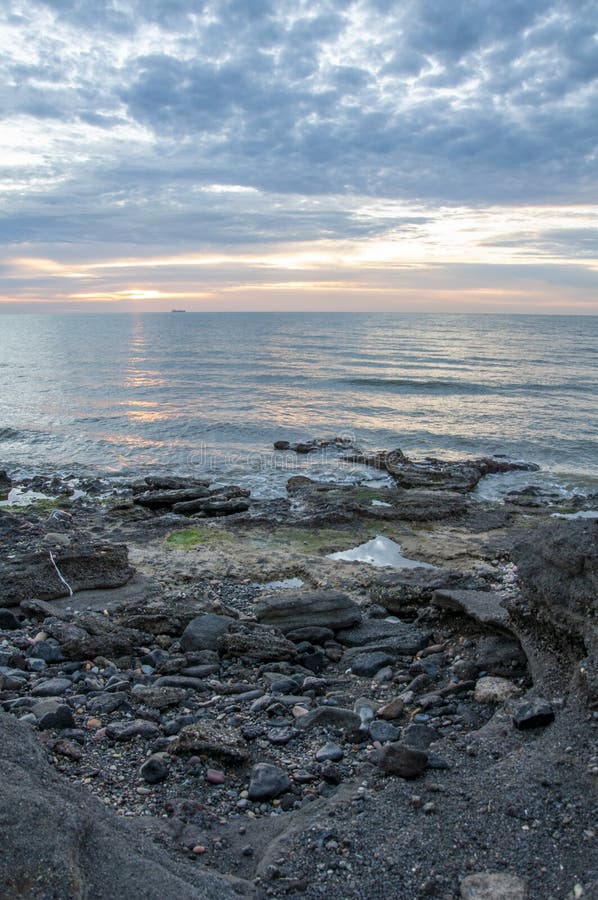 Landscape of a Pebble Beach Stock Image - Image of nature, defending ...