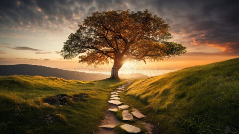 Landscape of Personal Growth Path Stock Illustration - Illustration of ...