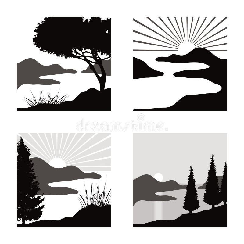 Landscape pictograms stock vector. Illustration of emblem - 31602070