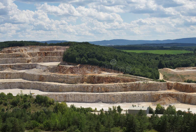Landscape Picture on the Deep Opencast Stone Mine, Quarry or Surface ...