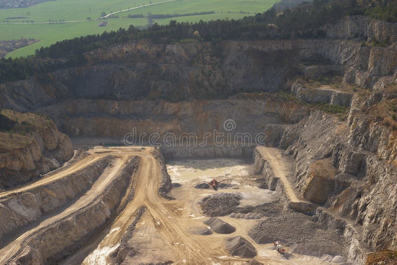 Landscape Picture on the Deep Opencast Stone Mine, Quarry or Surface ...