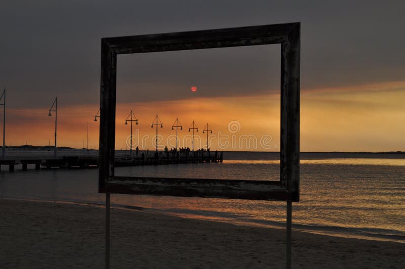 Landscape in Picture Frame from the Beach at Sunset Stock Photo - Image ...
