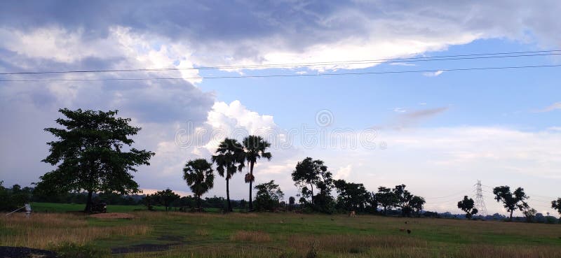 Landscape Picture of Some Village Ground and Dramatic Cloudy Sky Sky ...