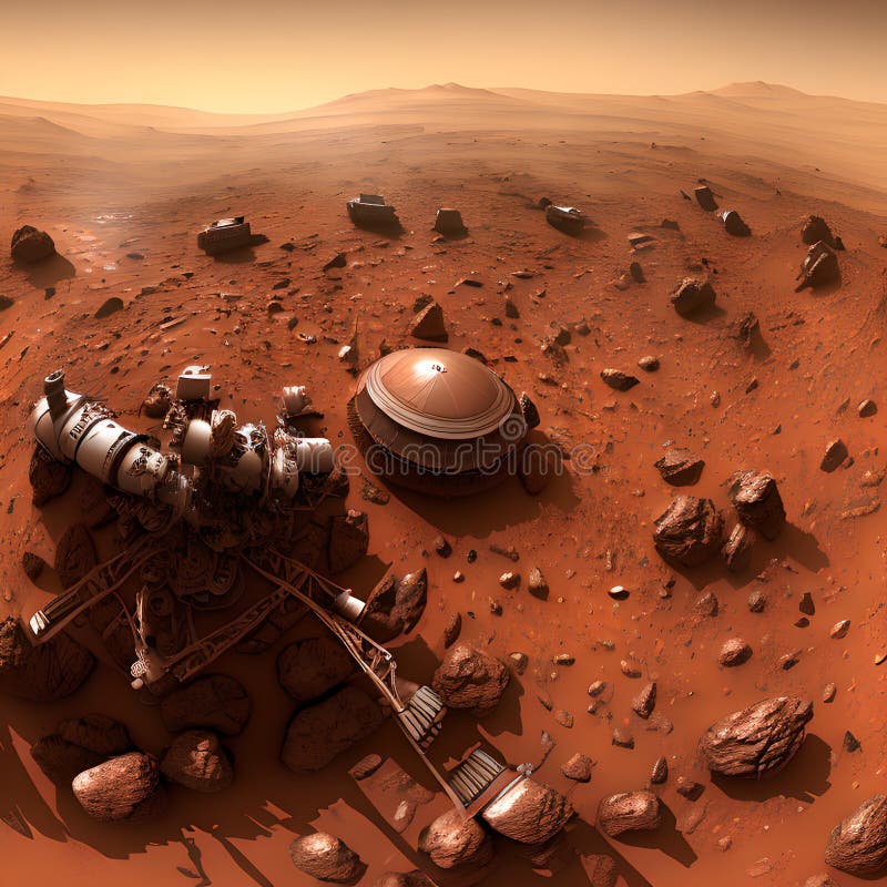 Landscape of Planet Mars, Generative AI Illustration Stock Illustration ...