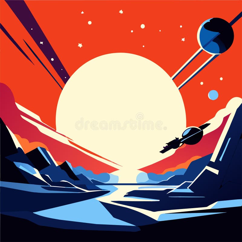 Landscape of the Planet Mars. Vector Illustration in Flat Style Stock ...
