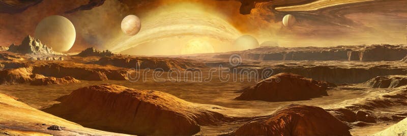 Landscape on the Planet Venus Stock Illustration - Illustration of ...