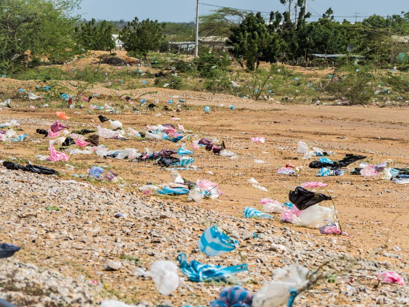Landscape of plastic bags stock photo. Image of waste - 165652962