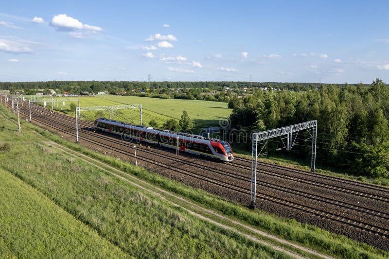 Polish passenger train. stock photo. Image of track - 383671786