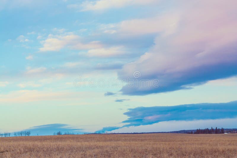 Landscape of the Prairie at Dusk Stock Image - Image of sunset ...