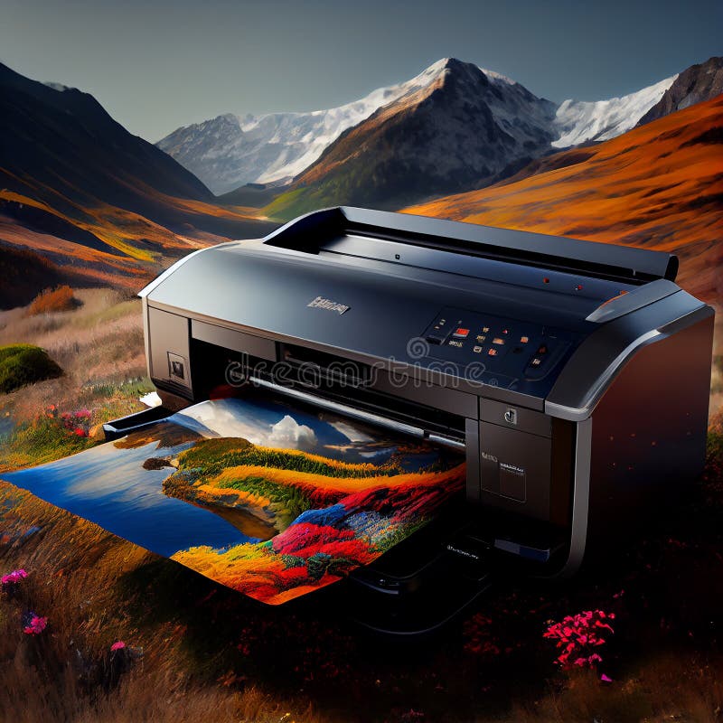 Landscape with Printer Machine Technology ,generative AI Stock ...