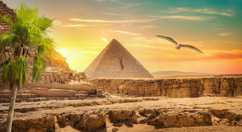 Landscape with pyramids stock photo. Image of desert - 209753672