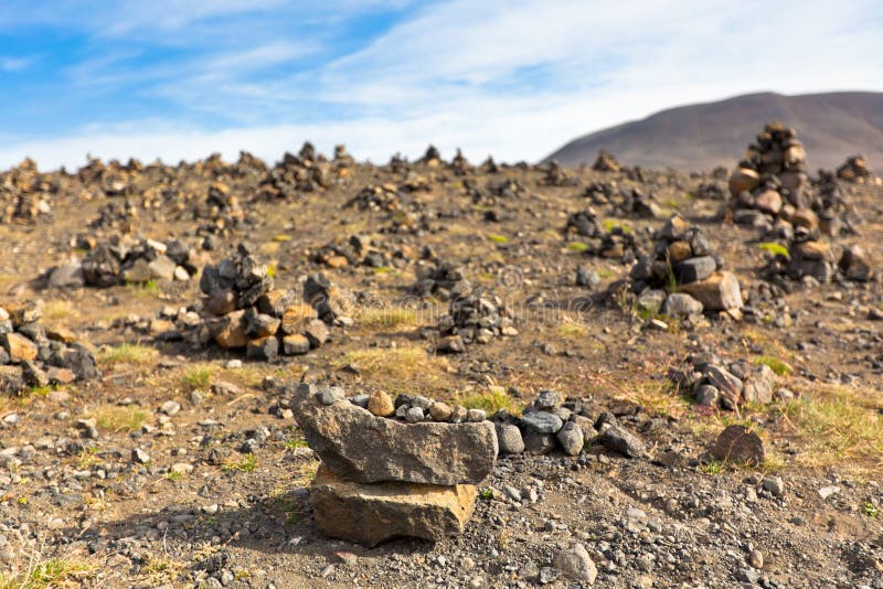 Landscape with Pyramids from Stones, Iceland Stock Photo - Image of ...