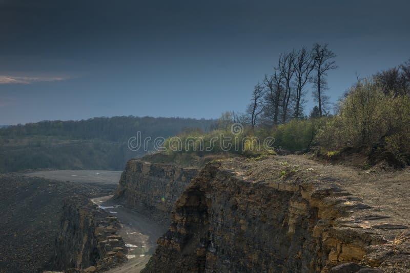The landscape in a quarry stock photo. Image of sunlight - 74087038