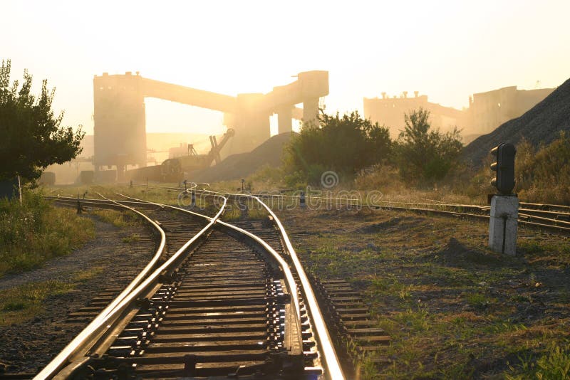 Landscape with Railroad Rails Stock Photo - Image of commuter, steel ...