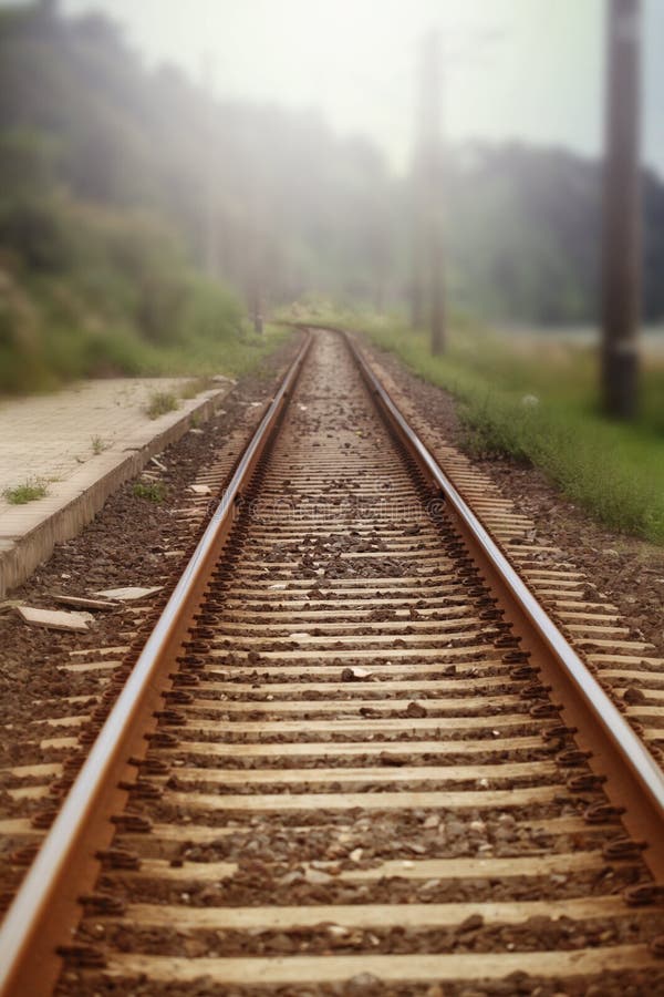 Landscape with Railroad Rails Stock Photo - Image of mystic, railway ...