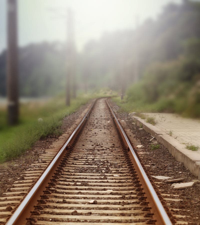 Landscape with Railroad Rails Stock Photo - Image of mystic, road: 78569486