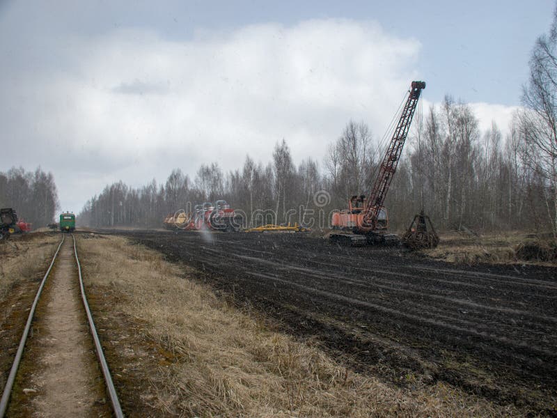 Landscape with Railway Tracks in the Bog Stock Image - Image of nature ...