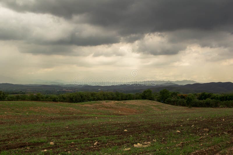 Landscape of Rain and Clouds Stock Photo - Image of land, raining ...