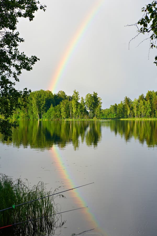 Landscape with a rainbow stock image. Image of clear - 30243949