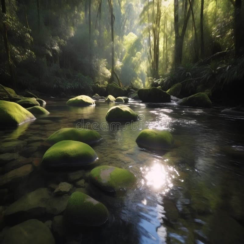 Landscape Rainforest, Illustration, Generative a Stock Illustration ...