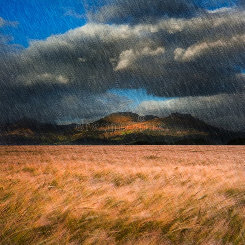 Landscape of Rainy Windy Mountain Landscape Stock Image - Image of ...