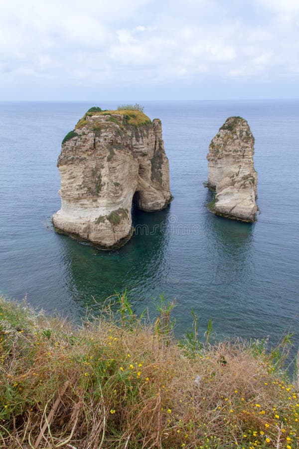 Rawsha Rock in Beirut - Lebanon Stock Image - Image of rock, beautiful ...