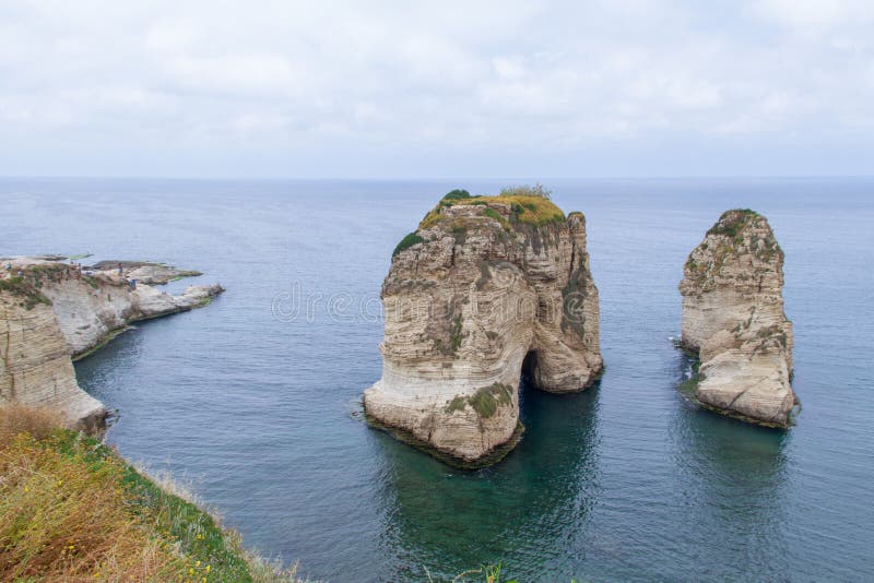 Rawsha Rock in Beirut - Lebanon Stock Image - Image of scene, colorful ...