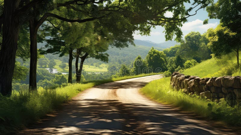 Landscape realistic road stock illustration. Illustration of nature ...