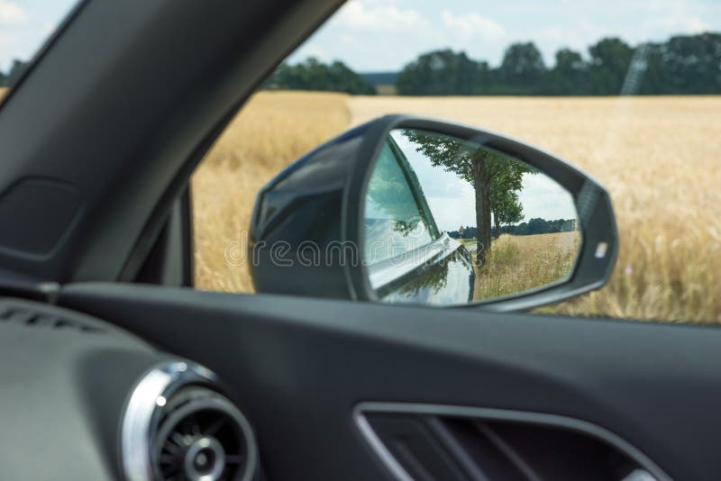 Landscape in the Rear-view Mirrors Stock Image - Image of view ...
