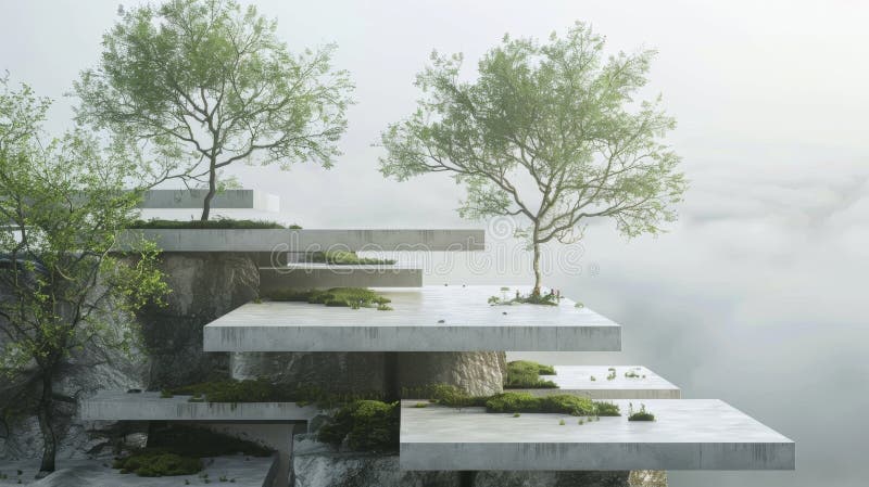 A Landscape of Rectangular Islands Stacked on Top of Each Other Like ...