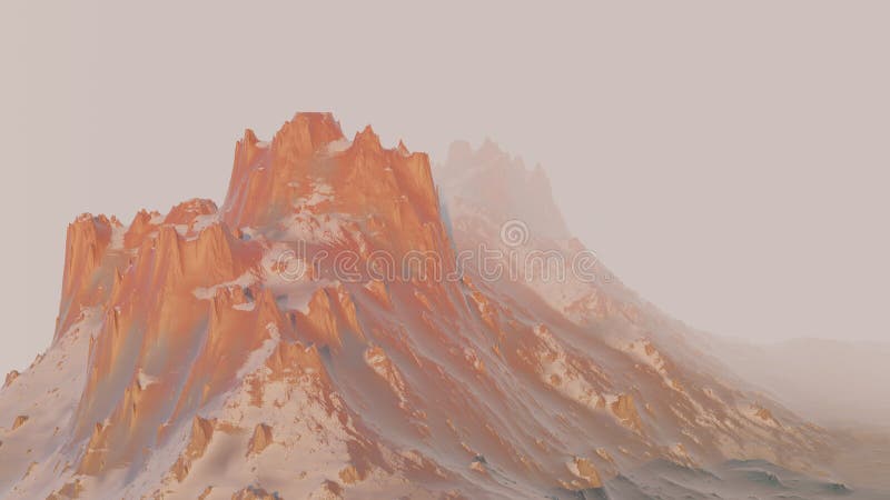 Landscape with Red Mountains Covered by Haze Stock Illustration ...
