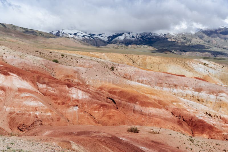 Landscape with Red Hills and Mountains Stock Image - Image of beauty ...