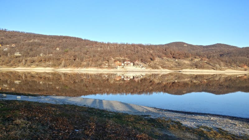 Landscape Relaxing View of a Lake Shore Stock Photo - Image of ...