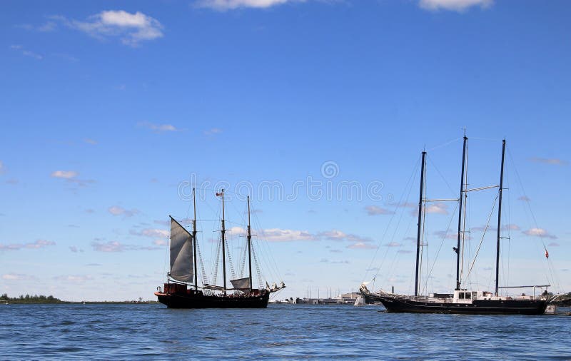 Landscape with Retro Ships stock photo. Image of ship - 167811944