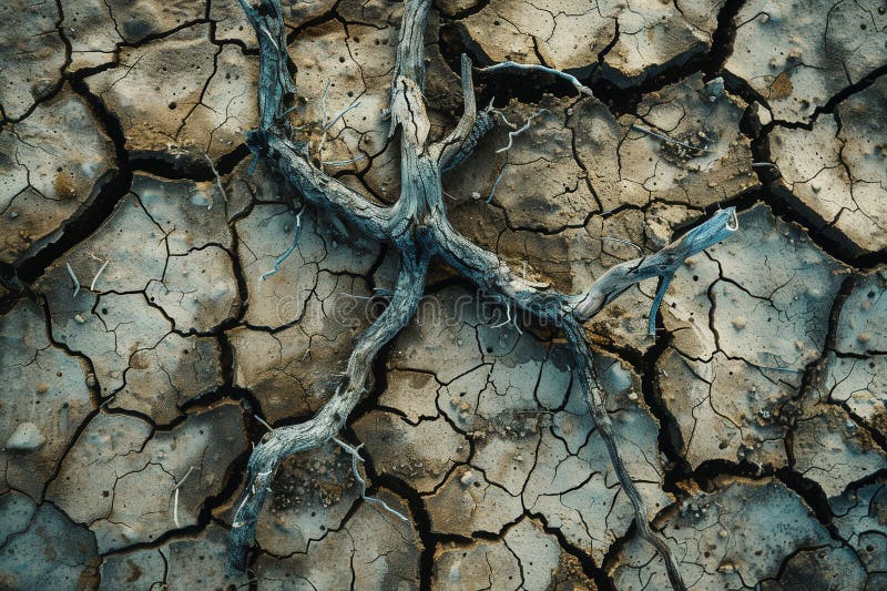 The Landscape Reveals Dead Trees Resting on Cracked, Parched Earth ...