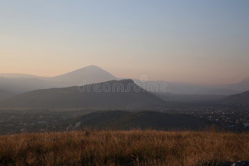 Landscape of Ridge Mountains, Sky Sunset, Sunrise, Nature Backg Stock ...