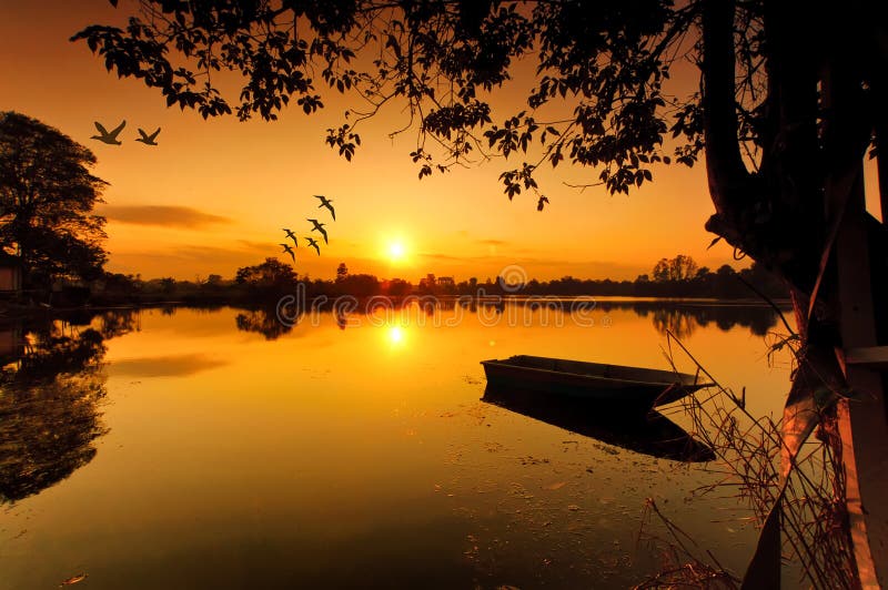 Landscape of River with Beautiful of the Sunrise Stock Image - Image of ...