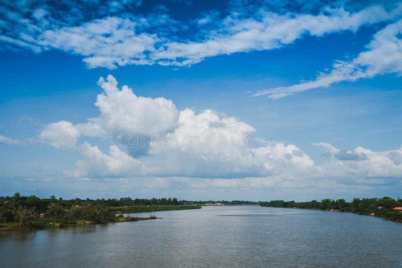 Landscape River with Blue Sky,beautiful Scenery Stock Image - Image of ...