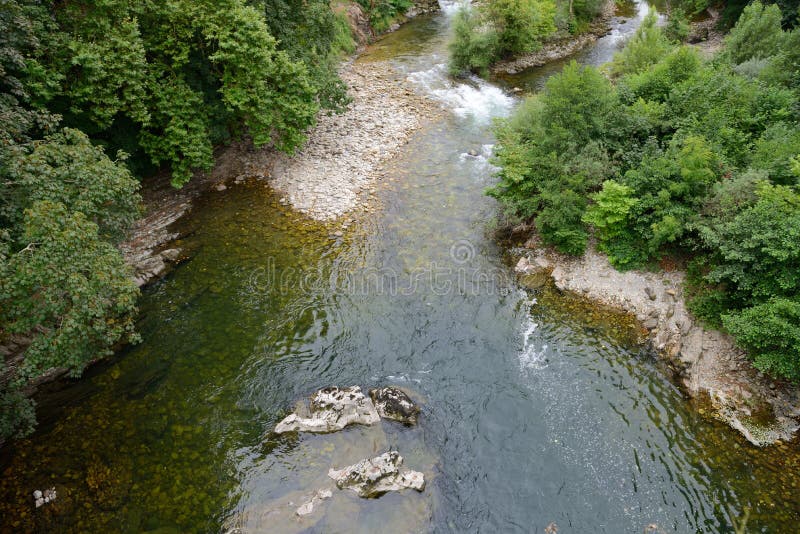 Landscape with a River at the Bottom of the Mountain Gorge Stock Image ...