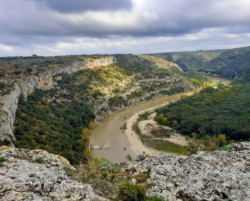 Landscape with River Canyon, Forest and Cliffs Stock Image - Image of ...