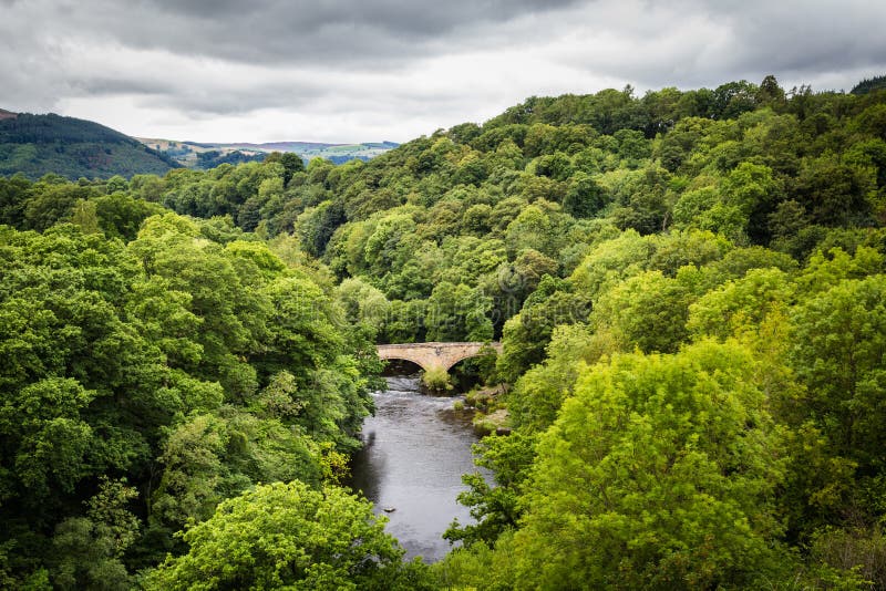 Landscape River Dee Wales, UK Stock Image - Image of river, trees ...