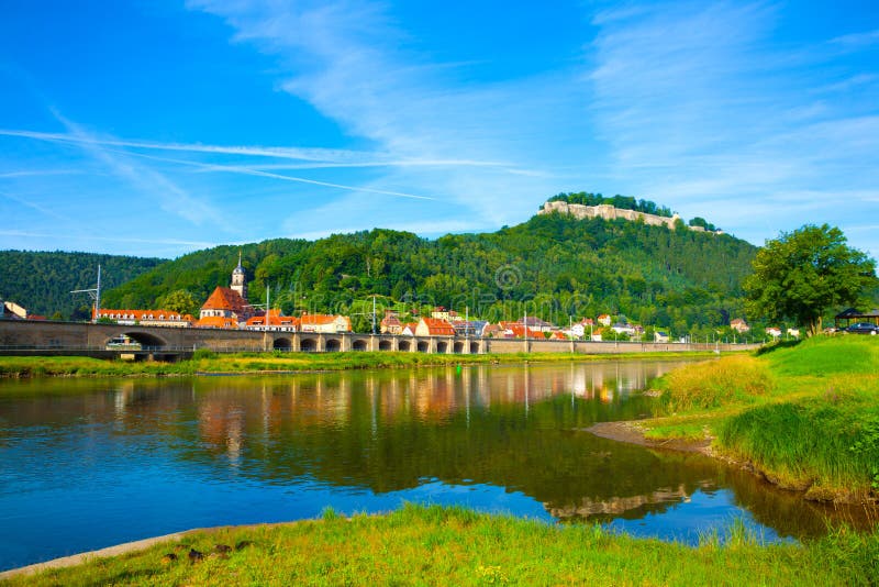 Landscape on the River Elbe Stock Image - Image of water, stratosphere ...