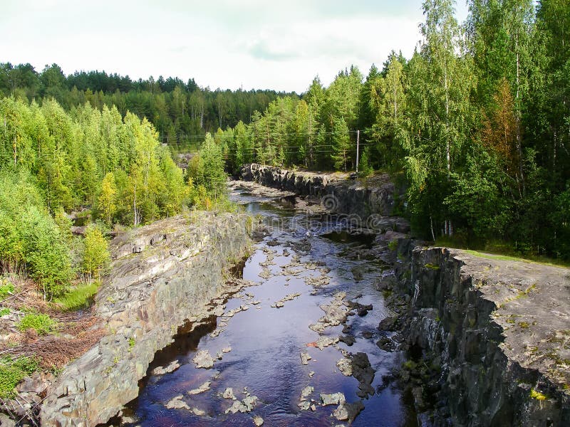 Landscape River in the Forest with Rocky Shores Stock Image - Image of ...
