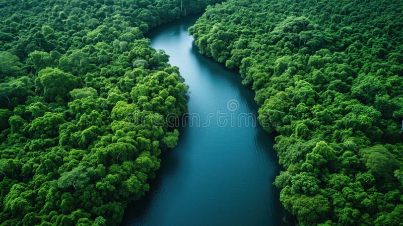 Landscape River in the Jungle Top View Stock Illustration ...
