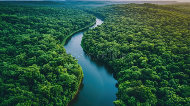 Landscape River in the Jungle Top View Stock Illustration ...