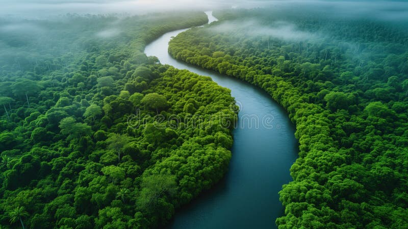 Landscape River in the Jungle Top View Stock Illustration ...