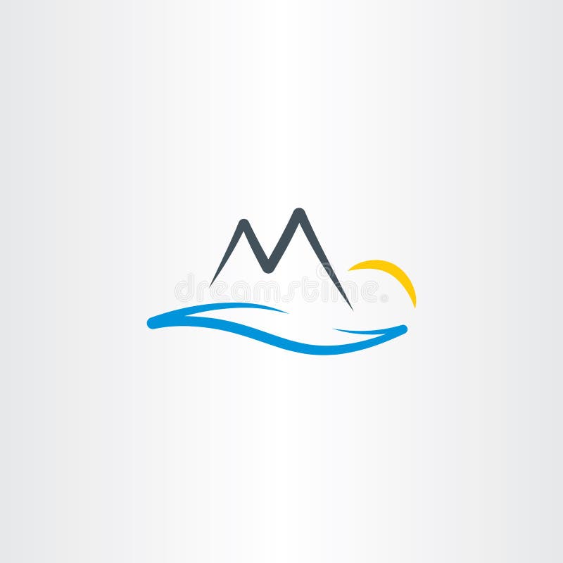 Landscape River Mountain and Sun Vector Illustration Stock Vector ...