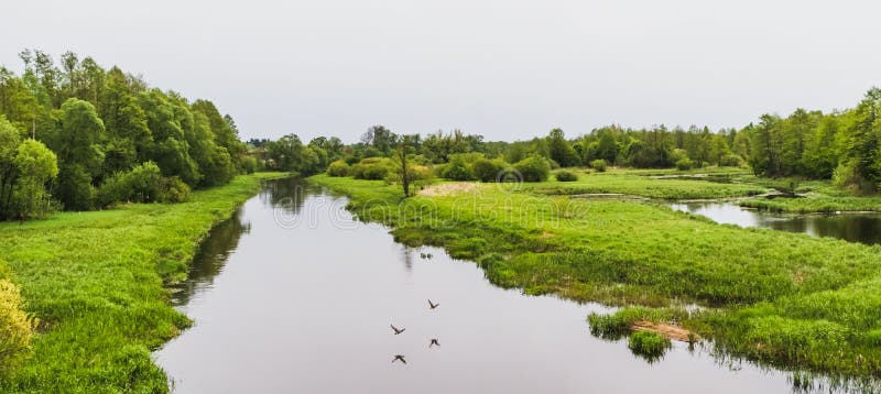 Landscape with a River Outside the City Stock Image - Image of ...