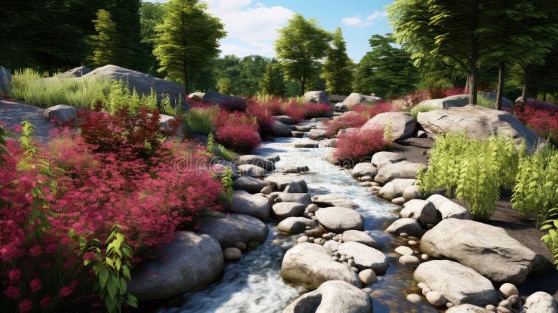 Landscape of River Stream in the Mountains Stock Photo - Image of ...