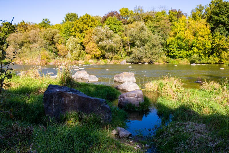 Landscape with River and Trees Stock Photo - Image of landscape, lake ...